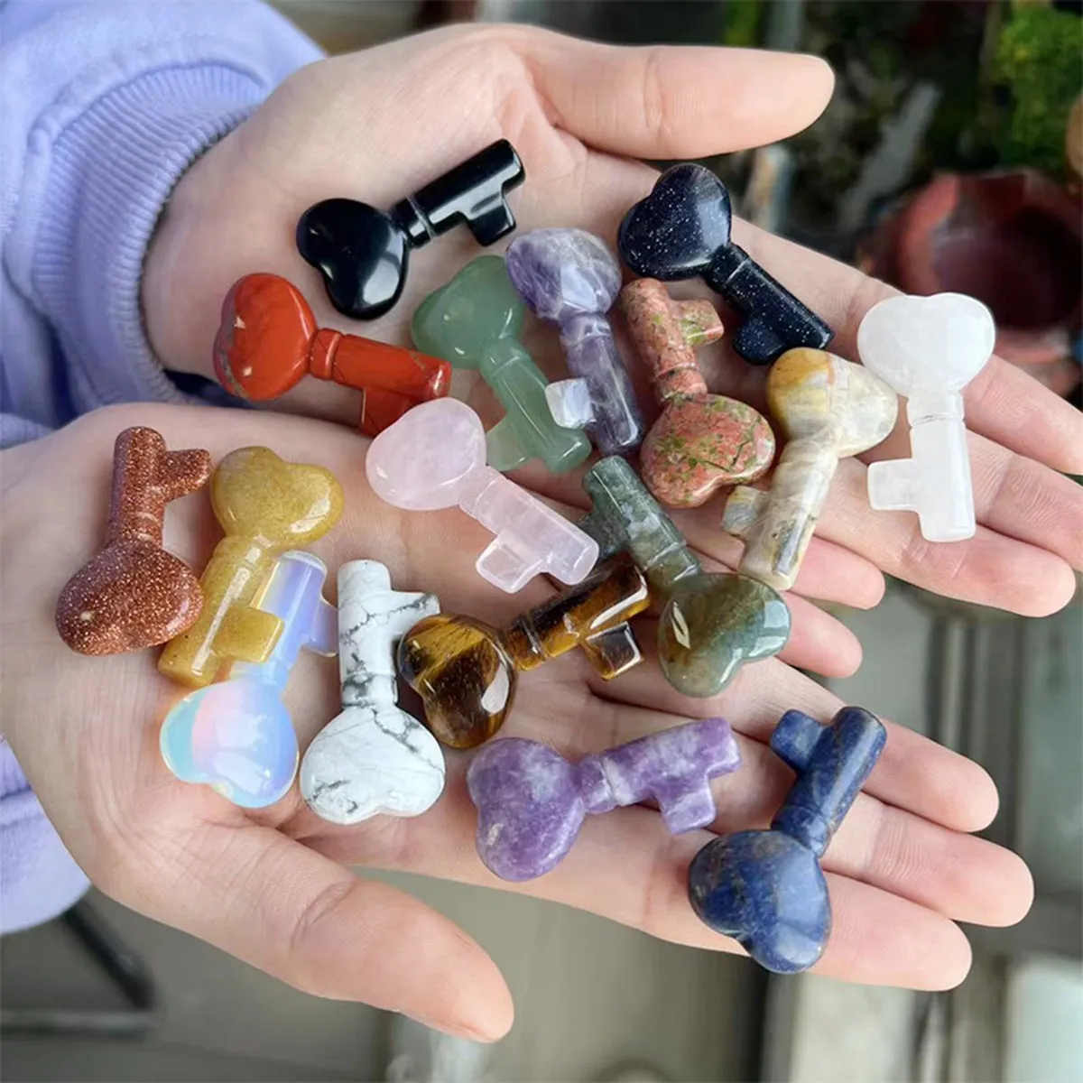 Natural Crystal Heart Keychains - Healing Gemstone Keyrings, Wholesale ...
