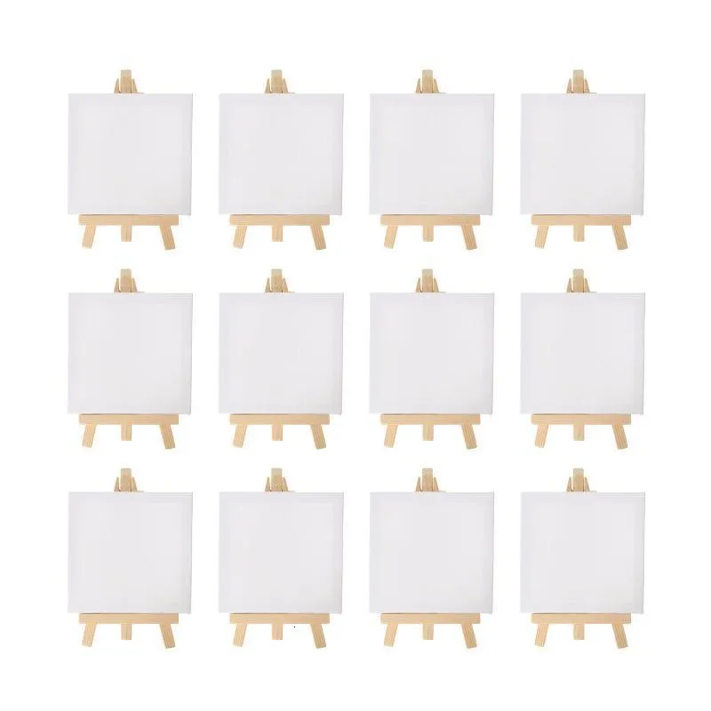 Mini Easel & Canvas Set - 5 inch Display Easels for Kids, DIY Painting ...