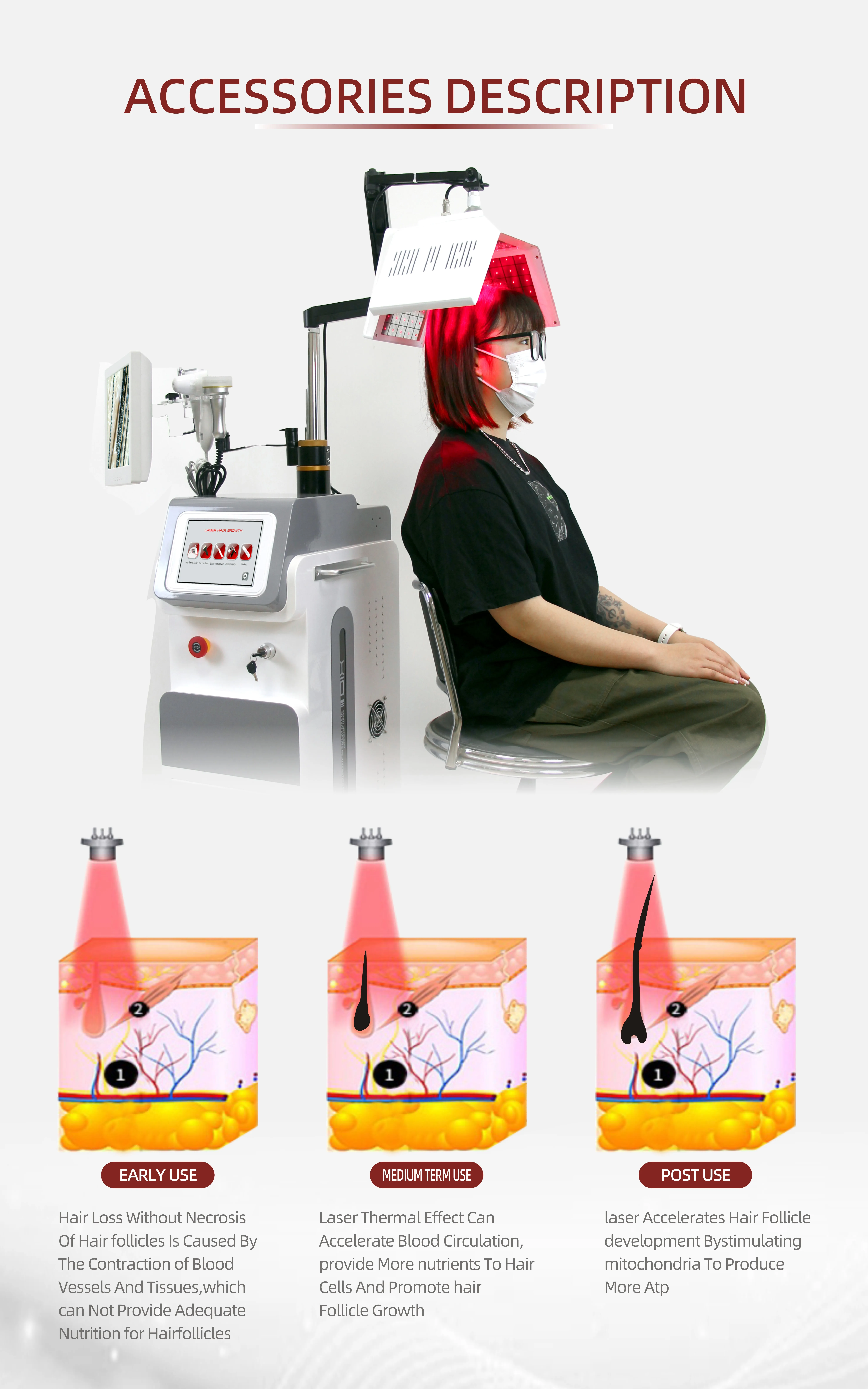 5 In 1 Non Invasive Vertical Laser Hair Growth Accelerator Oil Machine ...