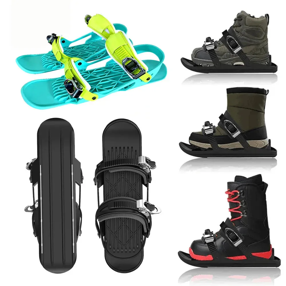 Mini Ski Skates for Snow - Adjustable Bindings, Portable Snowblades ...