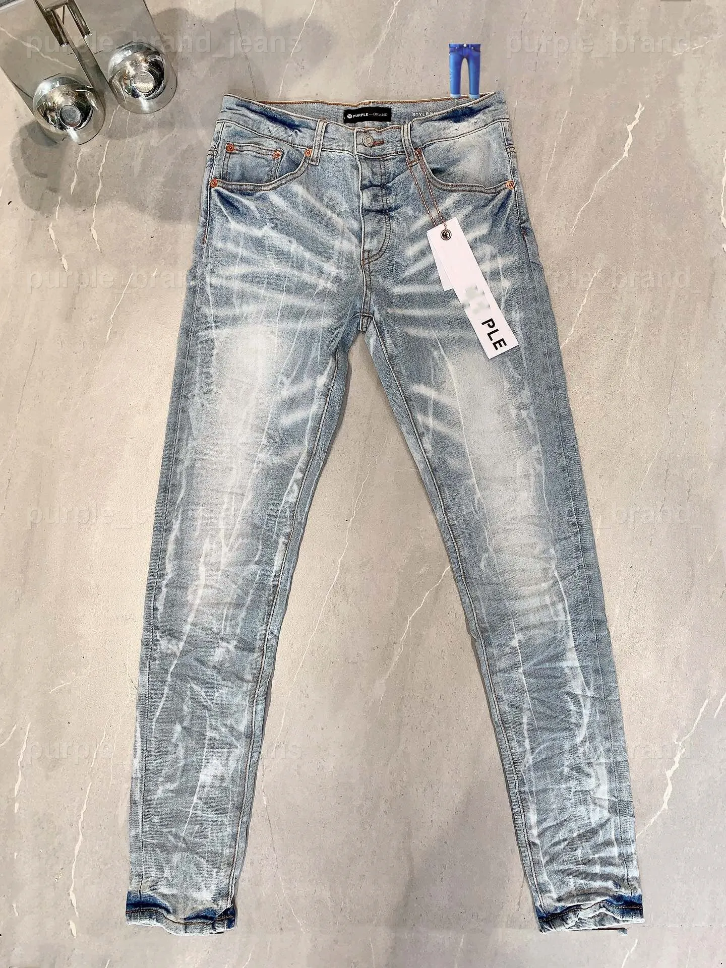 Mens Designer Purple Topman Jeans With Distressed Black Ripped Design ...