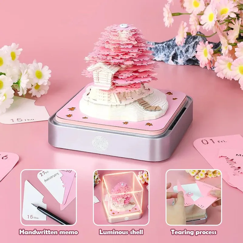 3D Sakura Treehouse Omoshiroi Block Calendar Desktop Notepad With 2024 ...