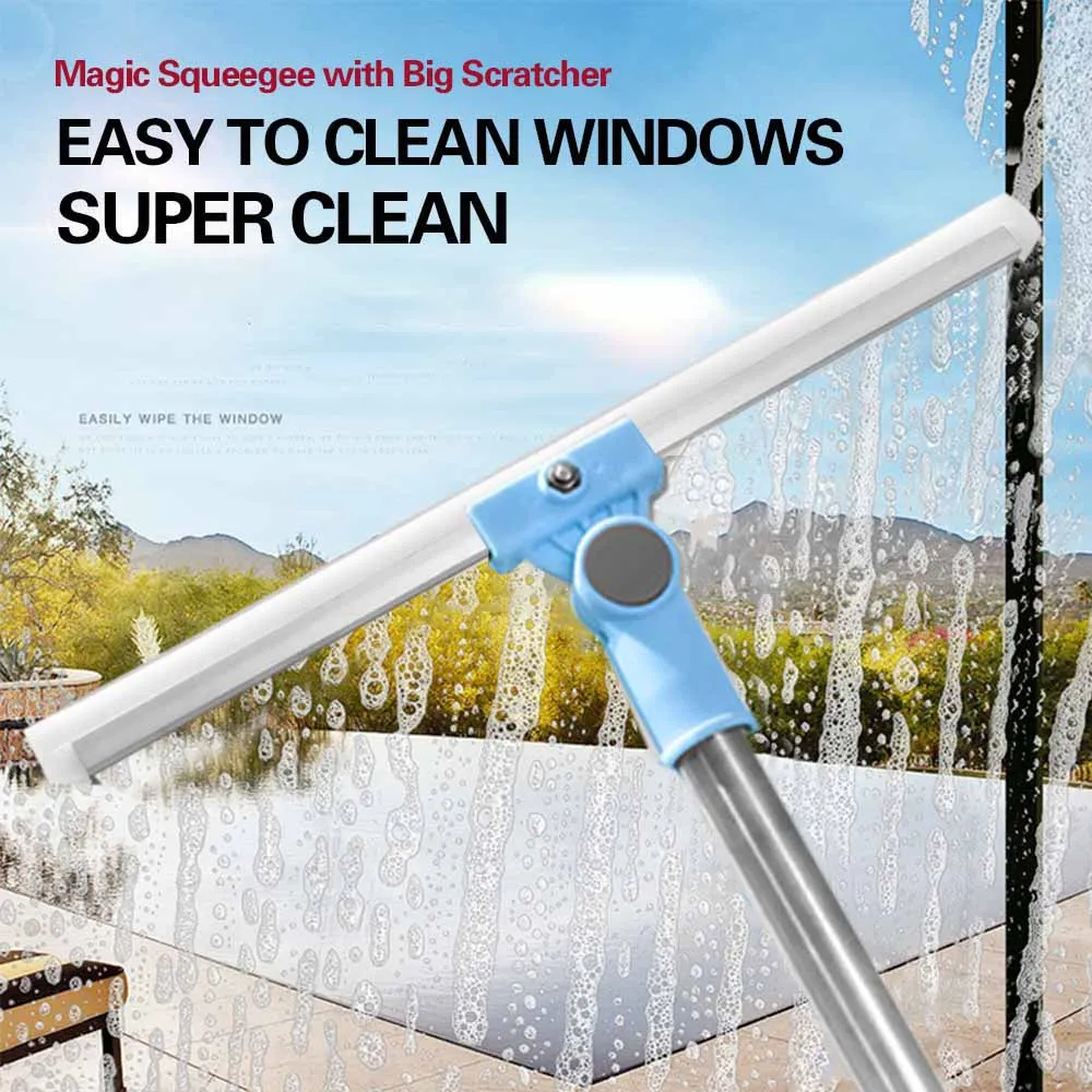 Rubber Broom Squeegee For Efficient Water Removal Multi Surface Sweeper With Long Handle For ...