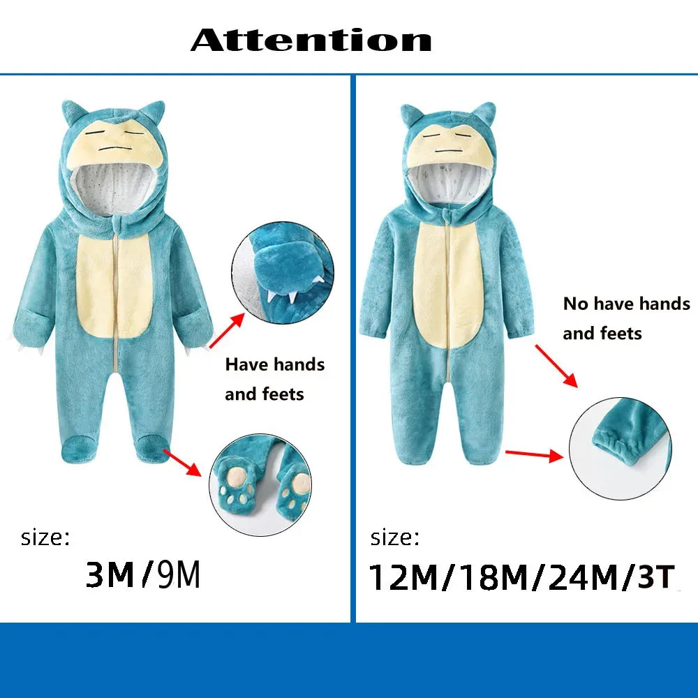 Pajamas Soft Snorla Onesie Baby Cosplay Costume For Halloween Full Body ...