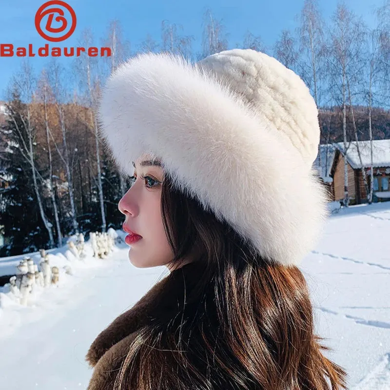 DHgate.com:Fluffy Real Rex Rabbit Fur Winter Hat for Women - Warm Knitted Lady Fox Fur Cap ...