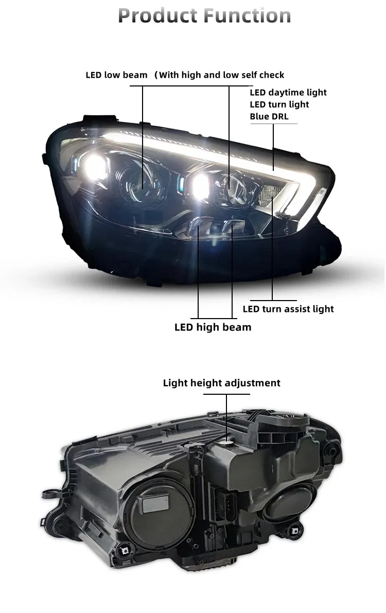 Blue DRL Daytime Daytime Running Lights Turn Signal Accessory For BENZ ...