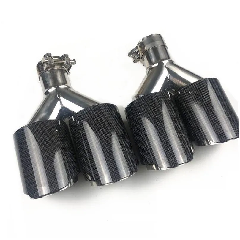DHgate.com:2Pcs Carbon Fiber Akrapovic Style Exhaust Tips with Glossy ...
