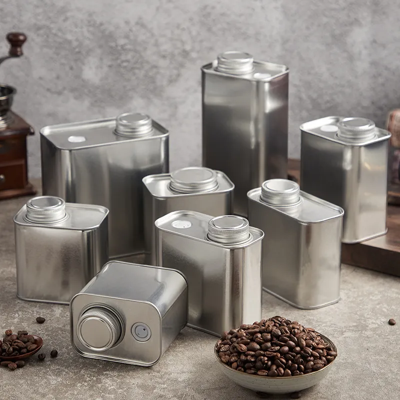 Metal Tin Box With Lid Airtight Tinplate Coffee Bean Storage Container ...