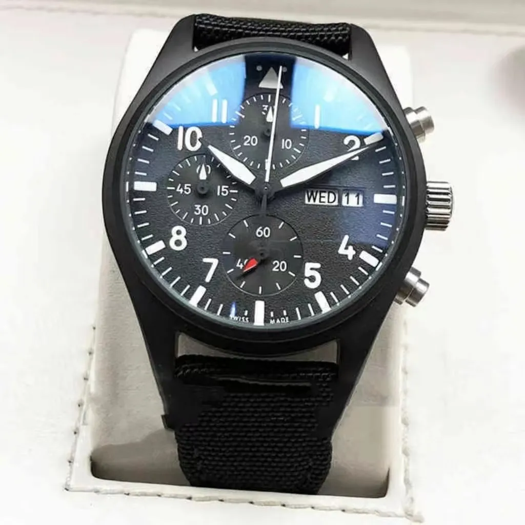 Luxury Pilot Watch for Men - Fighter Style Chronograph, Woolen Strap ...
