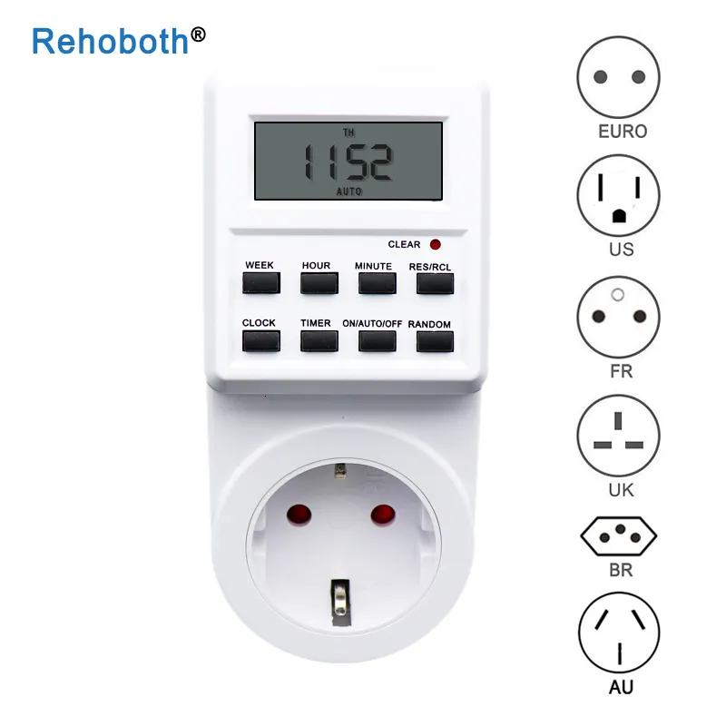 Digital Timer Plug 24 Hour Electronic Mini Timer Switch for EU UK AU US ...