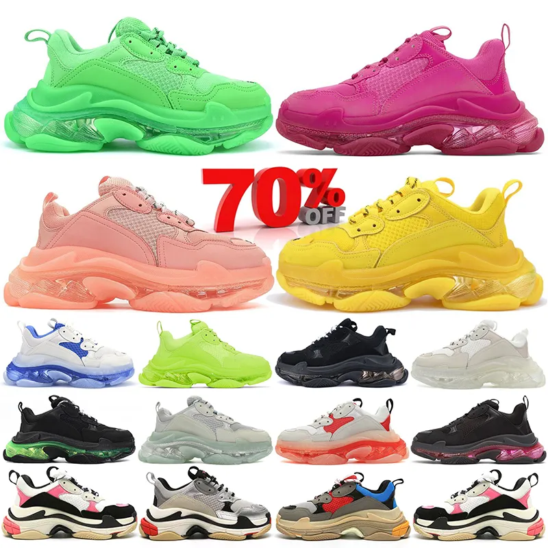 2024 Triple S Men Women Designer Casual Shoes Platform Sneakers Clear ...