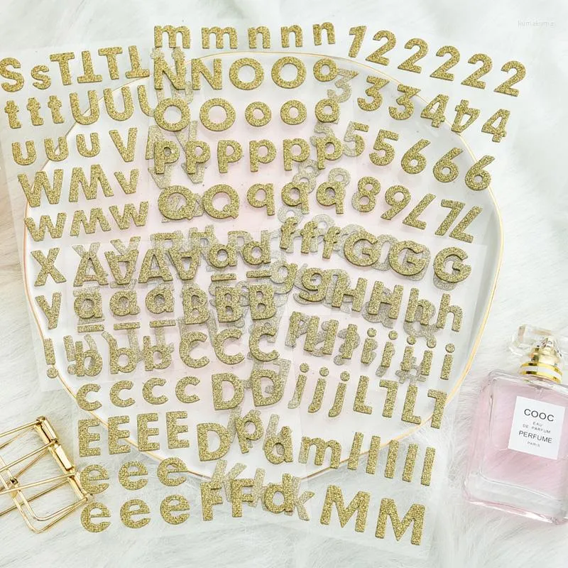 Plastic Gift Wrap Gold Letters And Numbers 3D Die Cut Self Adhesive ...