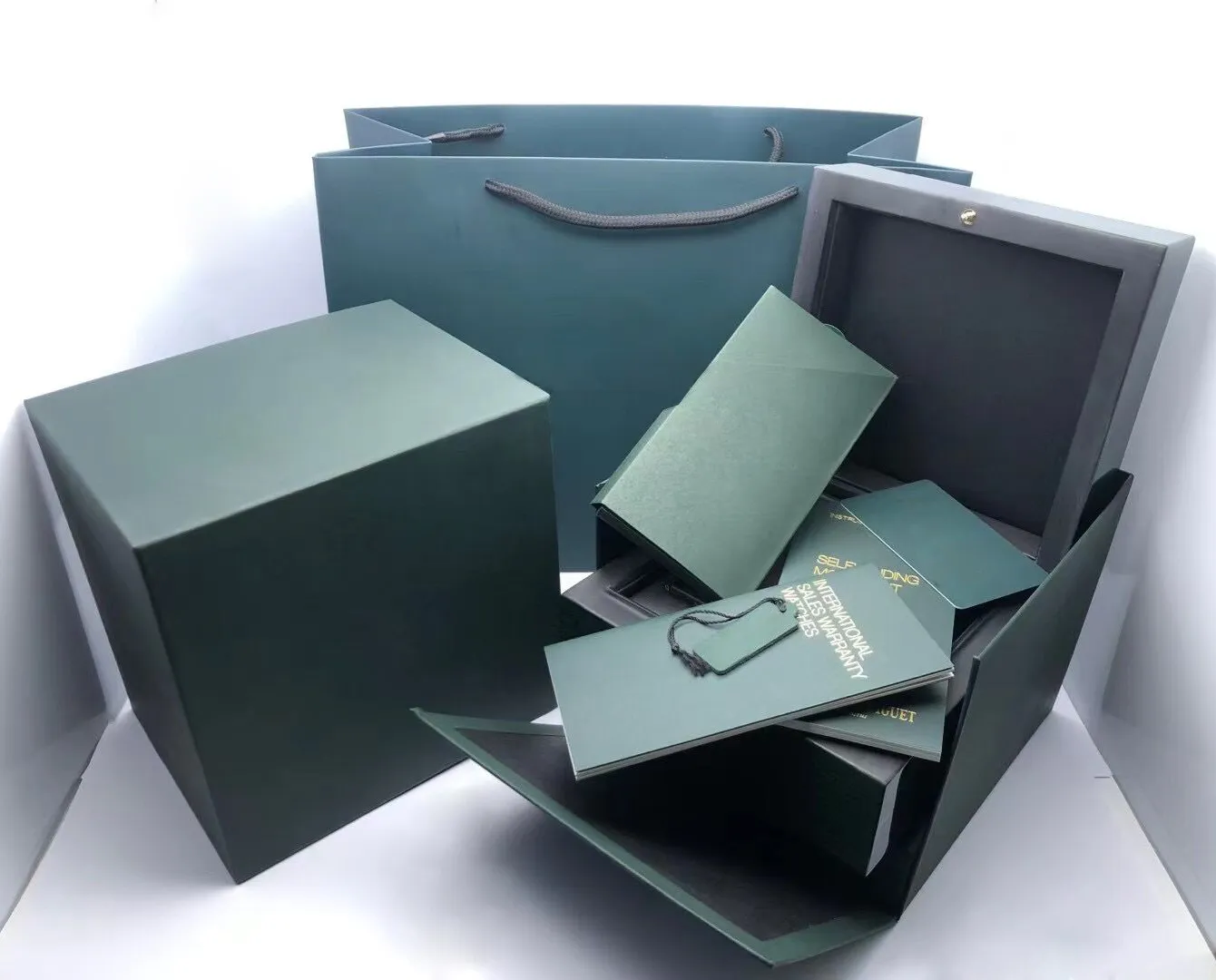 2024 Dark Green Wooden Watch Box Set With Authentication Papers For ...