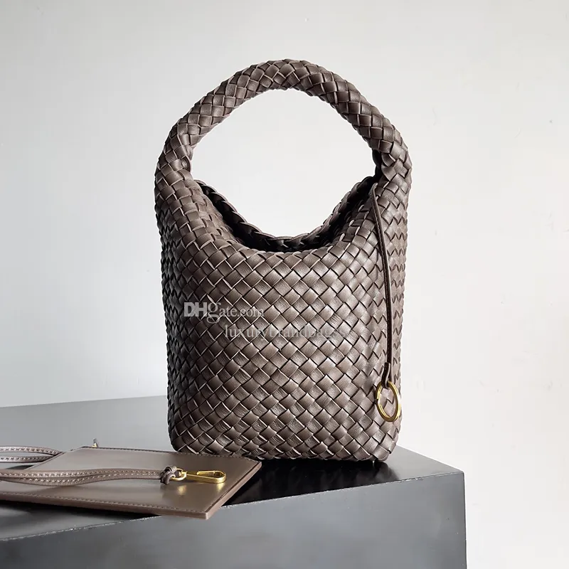 Luxury Designer Bucket Bag 21CM Intreccio Lambskin Woven Shoulder Bag ...