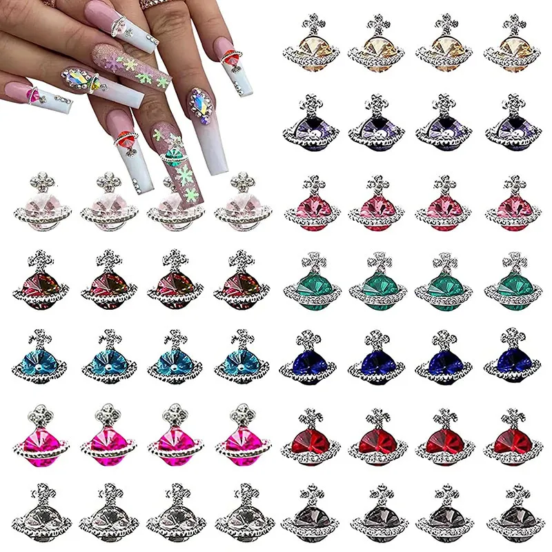 3D Nail Art Rhinestones Set - Planet Charms, Shiny Shapes, Alloy ...