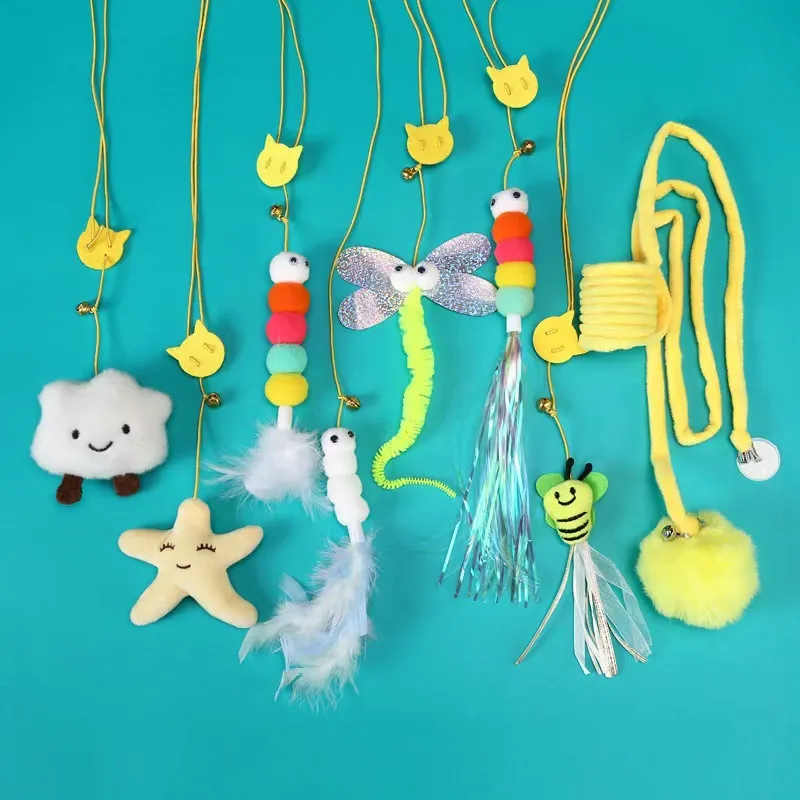 Interactive Cat Toy Variety Pack - Hanging Door Swing, Elastic Feather ...