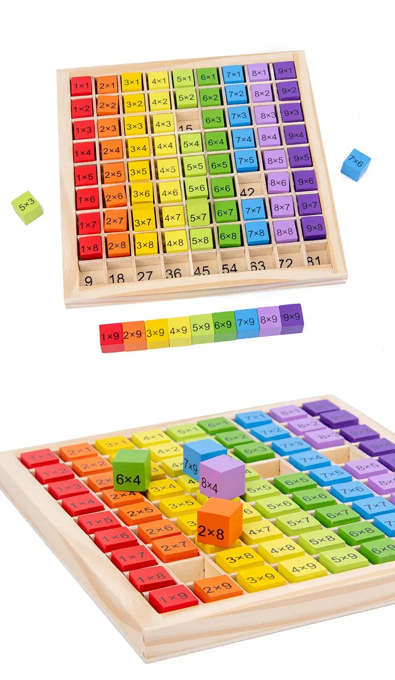Montessori Wooden Multiplication Table Toy Educational Math Teaching ...
