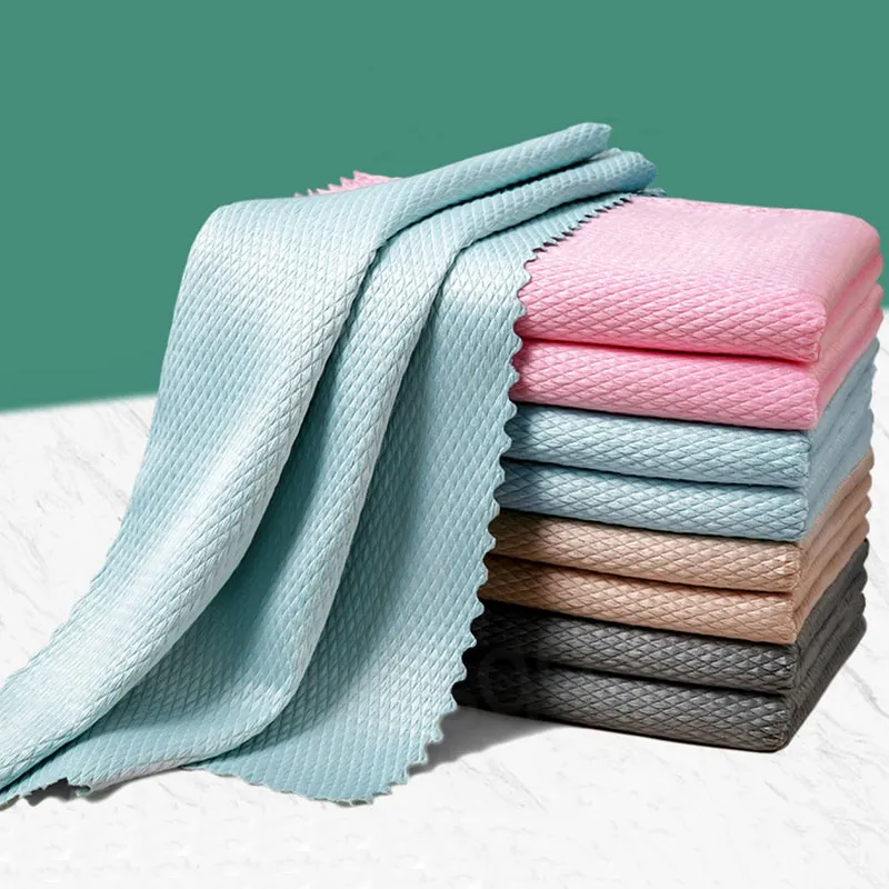 Kitchen Cleaning Cloths Microfiber Clean Bowl Dishes Wiping Rags Fish ...