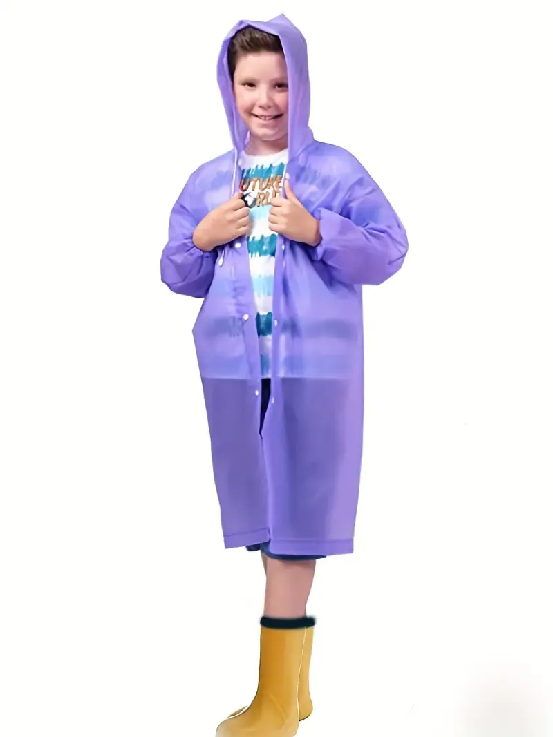 Kids Reusable Raincoat - Hooded Waterproof Rain Poncho, Lightweight ...