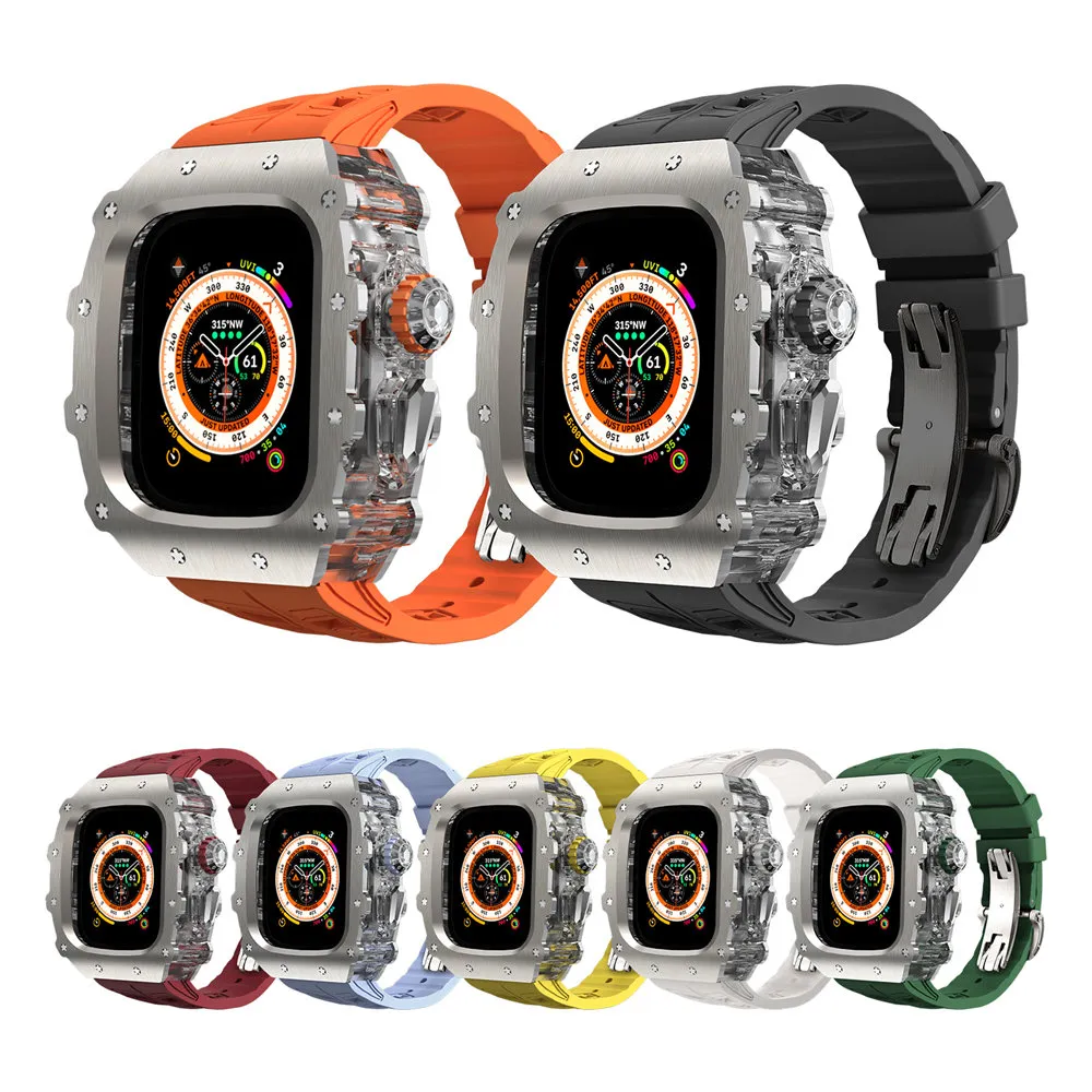 Premium Apple Watch Mod Kit: Titanium Case & Fluororubber Band for ...