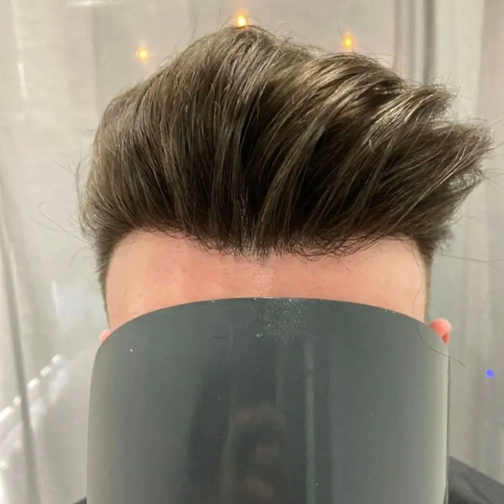 Natural 100% Human Hair Men's Microskin Toupee Wigs for Durable Full ...