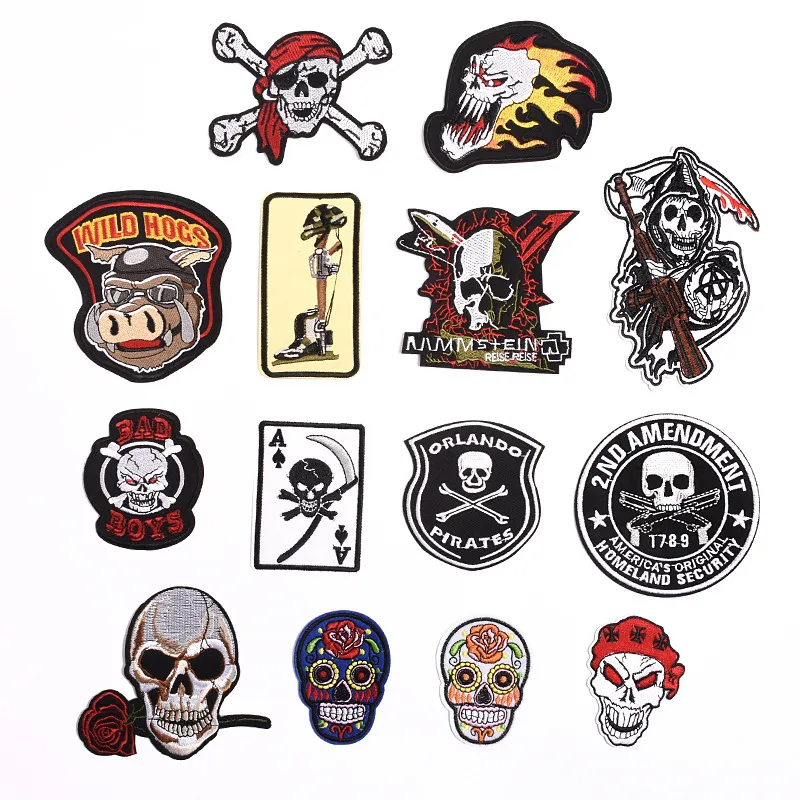 Custom Embroidered Iron On Patches: Skull Patches for Clothing, Hoodies ...