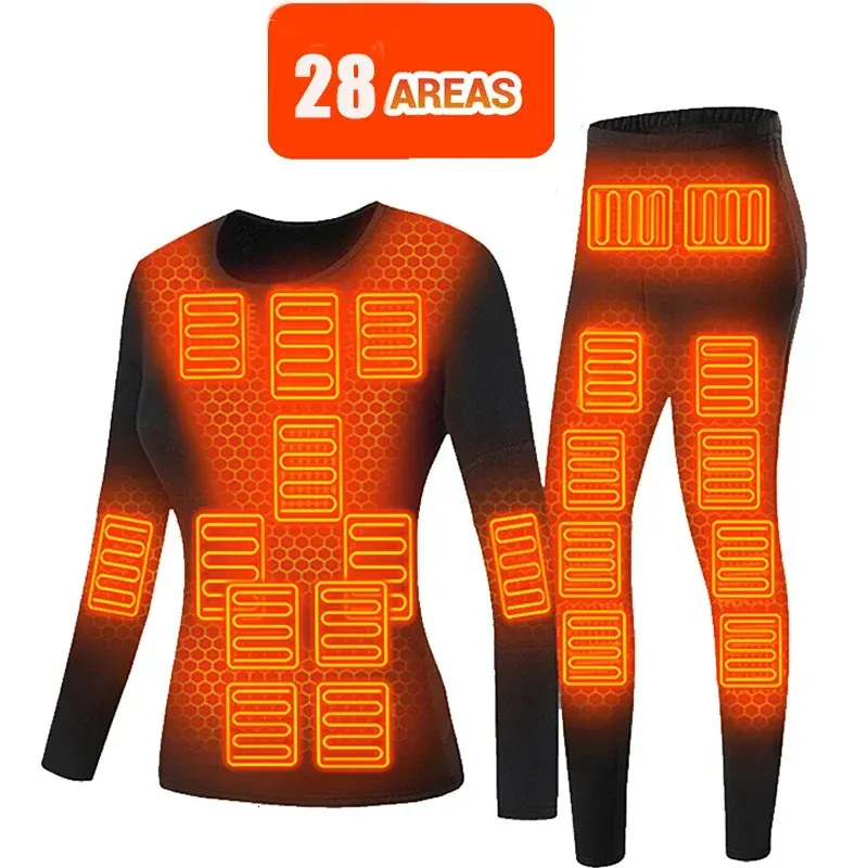 Heated Thermal Underwear for Men - USB Electric Winter Suit, Zone 28 ...