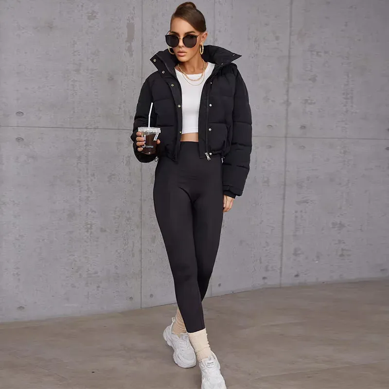 Women's Fashion Oversized Short Down Jacket Quilted Puffer Winter ...