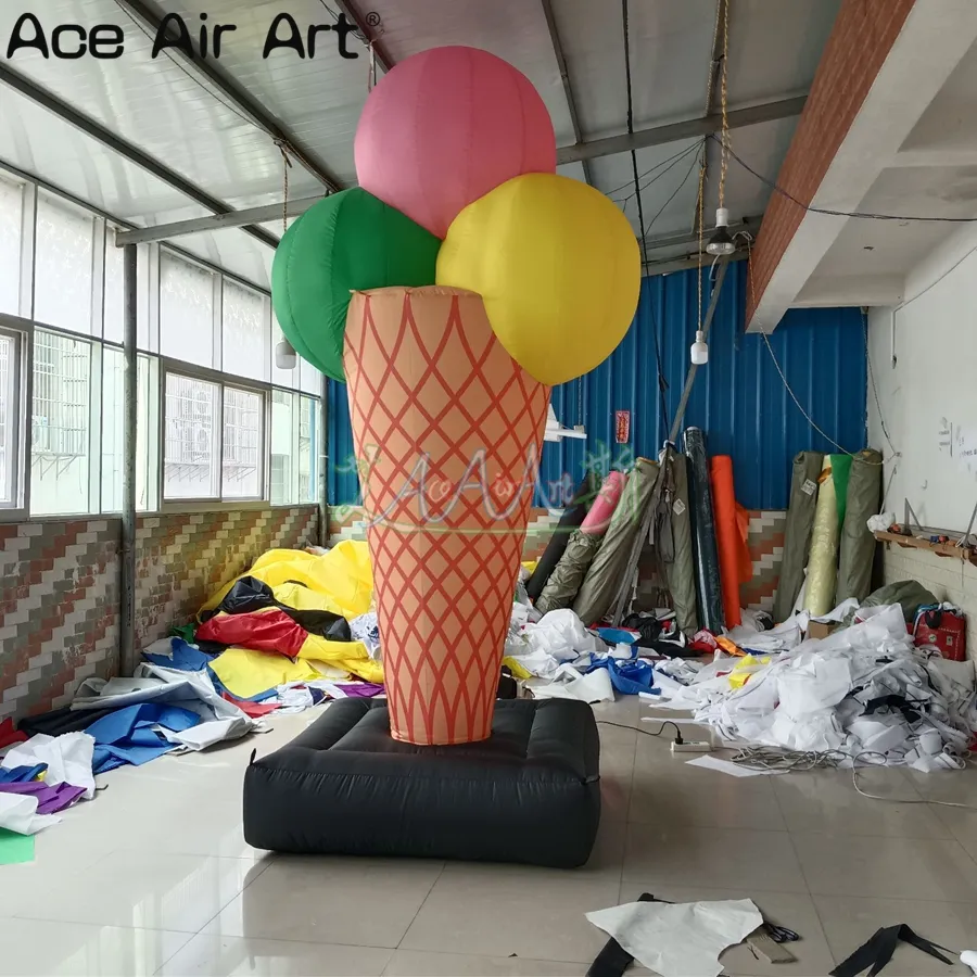 Inflatable 3-Ball Ice Cream Cone Model for Dessert Shop, Ice Cream Shop ...