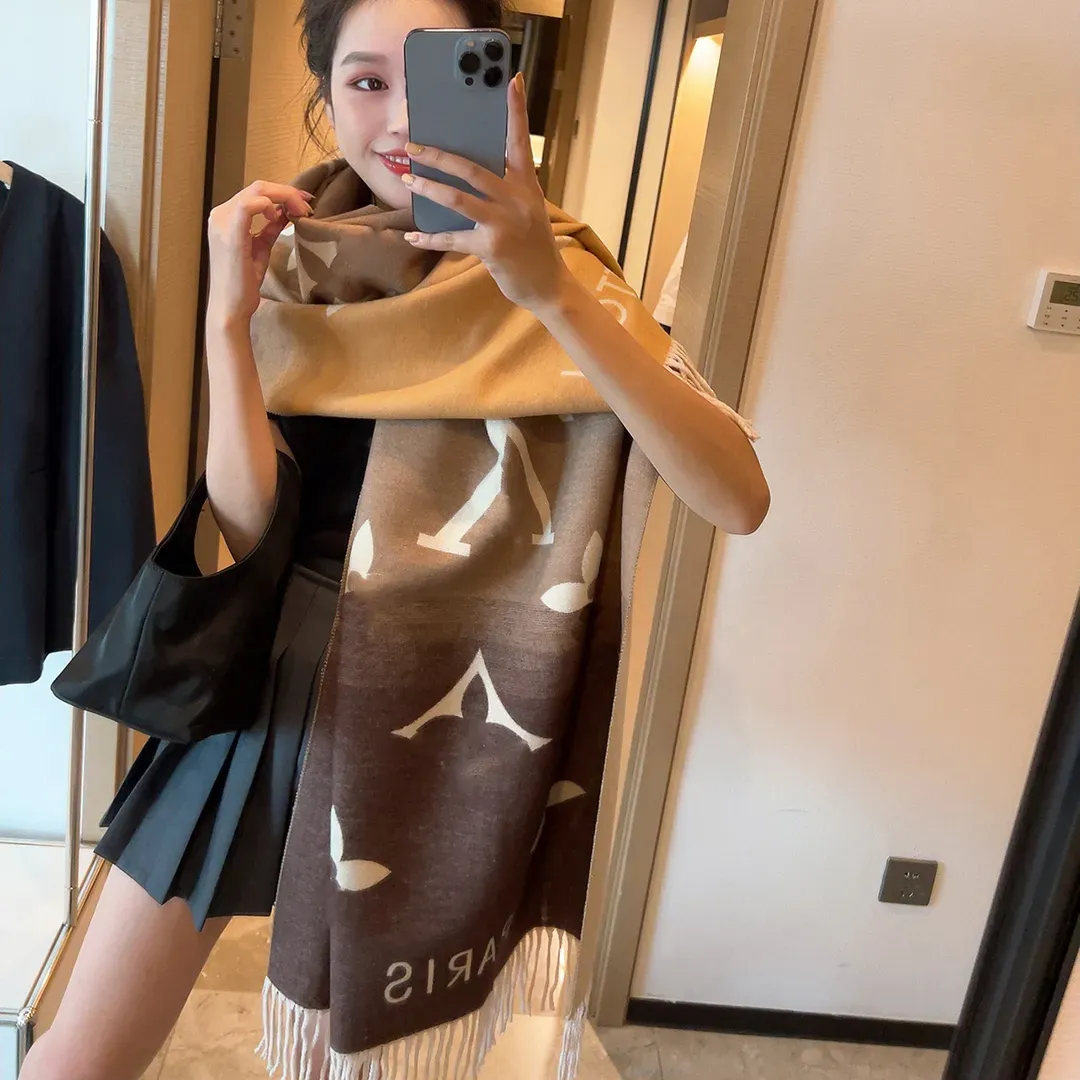 Luxury Cashmere Wool Scarf - Designer Letter Design, Versatile Style ...