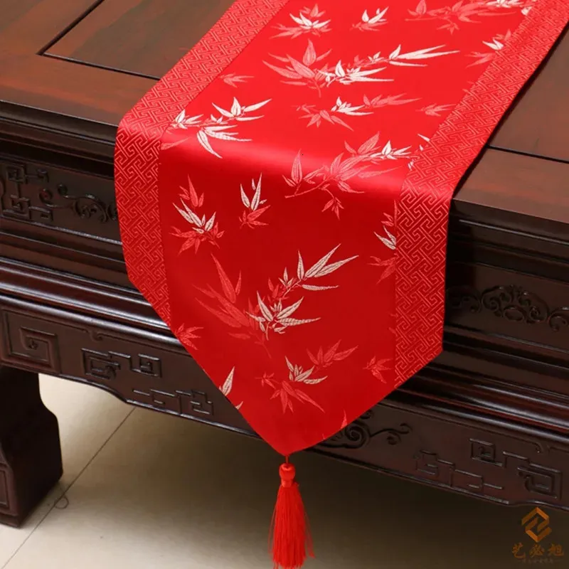 DHgate.com:Red Satin Chinese Table Runner with Tassels for Tea Parties ...