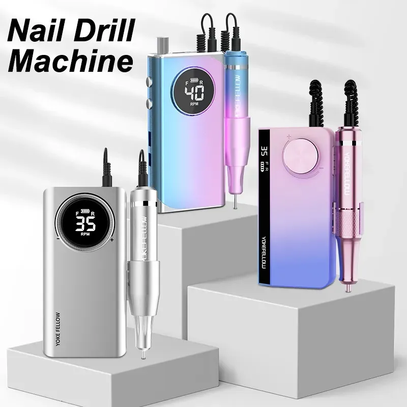 Portable E Nails: High-Speed Electric Nail Drill Machine with LCD Display, Rechargeable Manicure ...