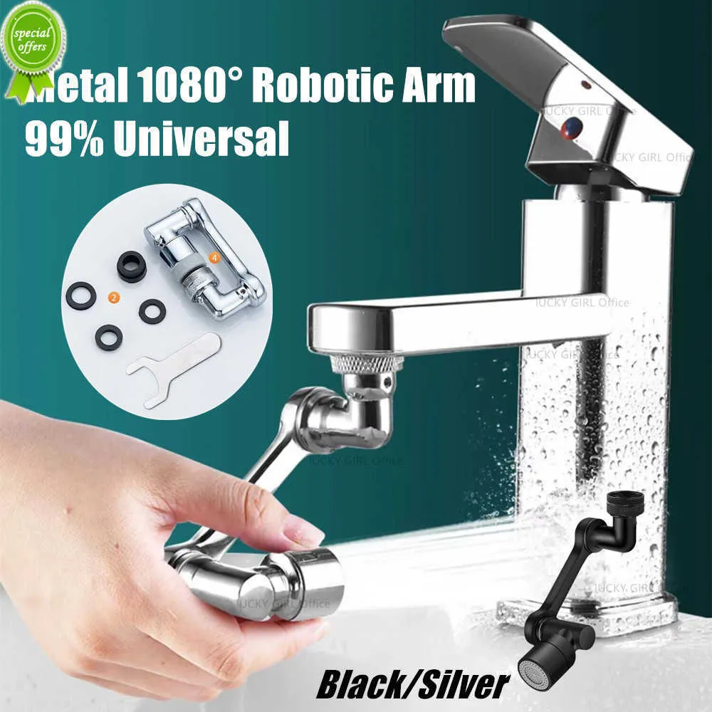 Universal 1080 Robotic Arm Rotatable Faucet Extender With Metal Swivel ...