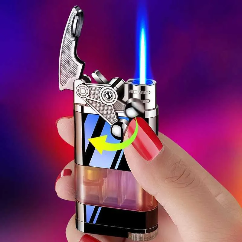 Encendedores Nuevo Metal Recto Mechero Mechero Transparente Cámara De ...