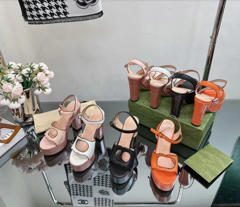 Designer waterproof platform boots with buckle straps, genuine leather ...