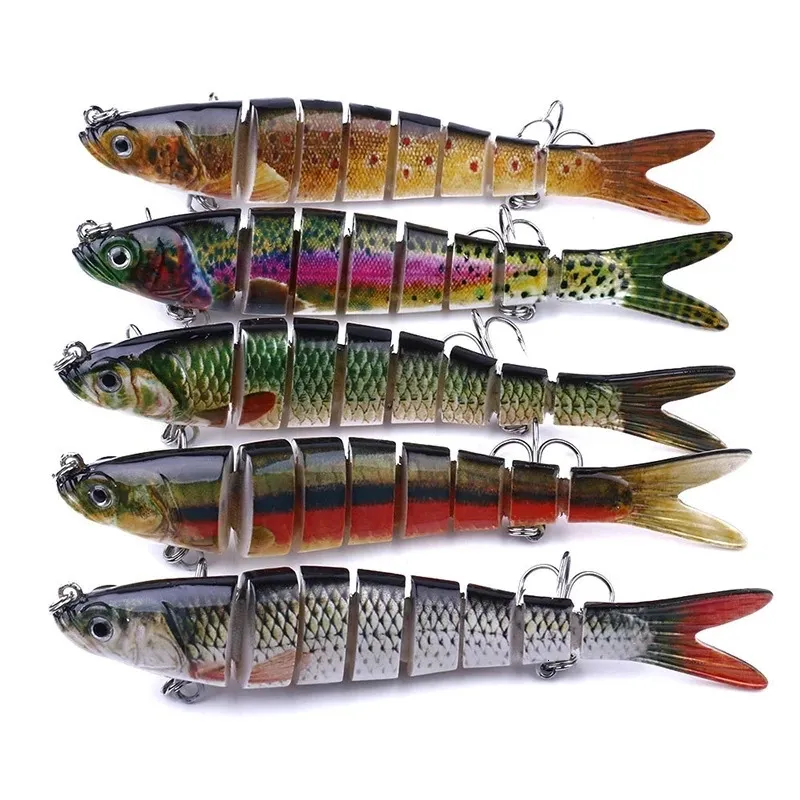 Realistic Swimbait Fishing Lure - Multi-Jointed Bionic Bait with Treble ...