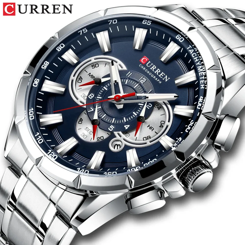 DHgate.com:CURREN Mens Chronograph Sports Watch: Stainless Steel Band ...