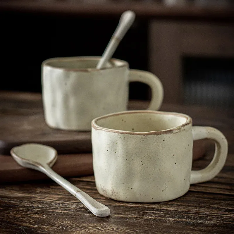 Japanese Handmade Ceramic Coffee Cup And Water Ceramic Drinkware Retro ...