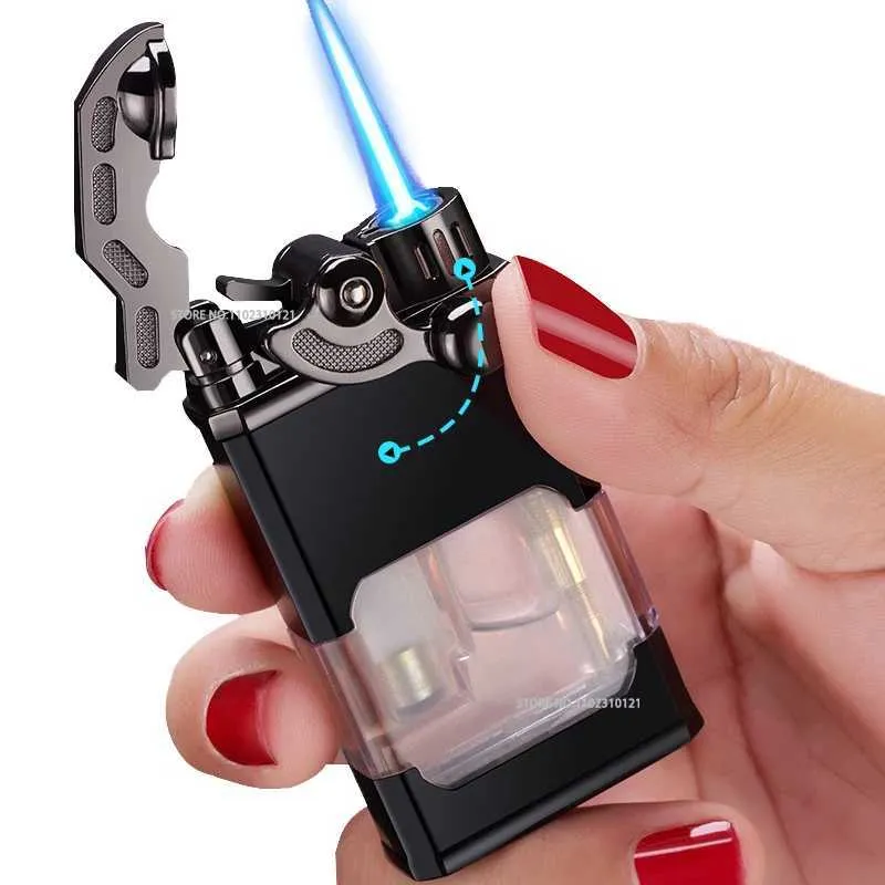 Luminous Windproof Lighter | Metal Rocker | Transparent Direct Flame ...