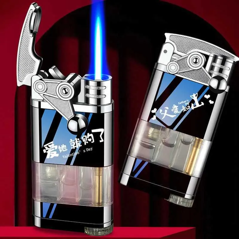Encendedores Nuevo Metal Recto Mechero Mechero Transparente Cámara De ...