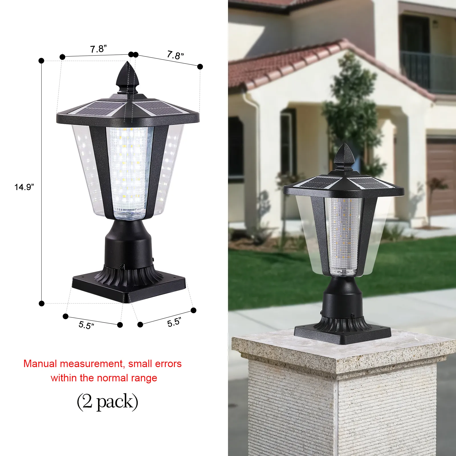 DHgate.com:Dimmable Solar Powered Column Headlights (2-Pack) | Dusk-to ...