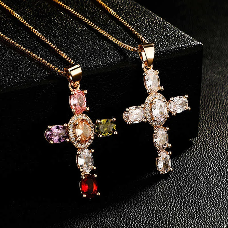 Colorful Cubic Zirconia Cross Pendant cross pendant...
