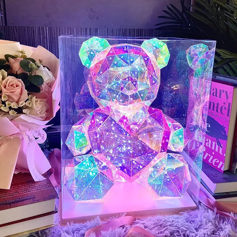 Luminous LED Teddy Bear - Iridescent Holographic Rave Toy, Novelty Gift ...