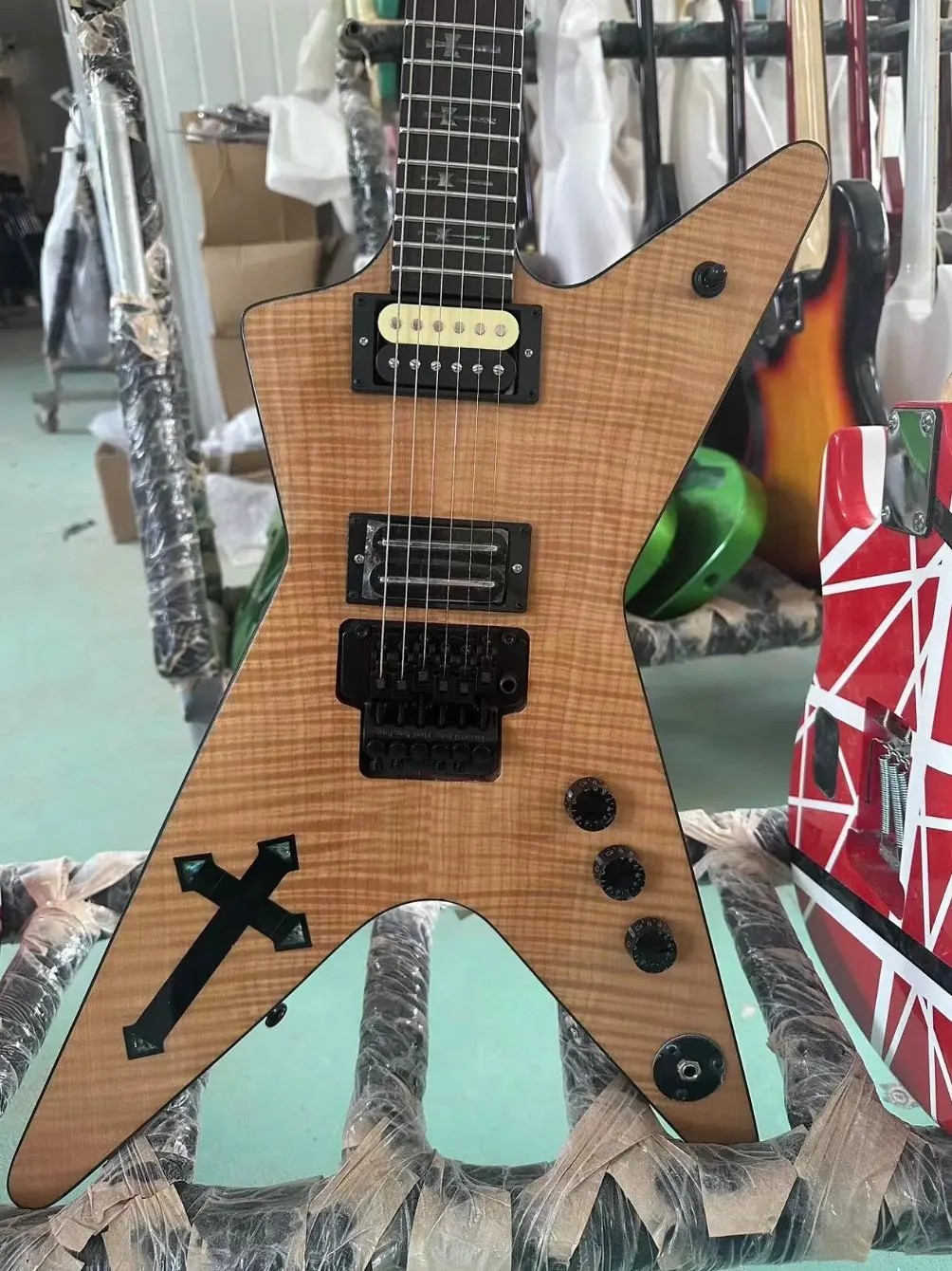 Electric Guitar Custom In Stock Dime Bag Crucifix Inlays Flamed Maple ...