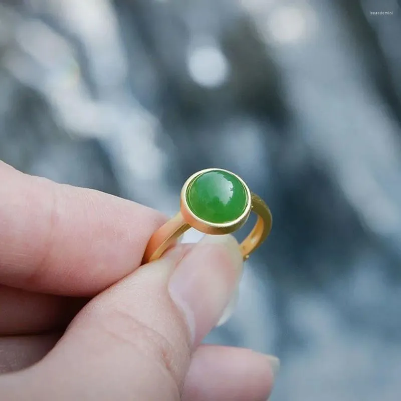 DHgate.com:Natural Hetian Jade Simple Ring Round Jasper & White Open ...