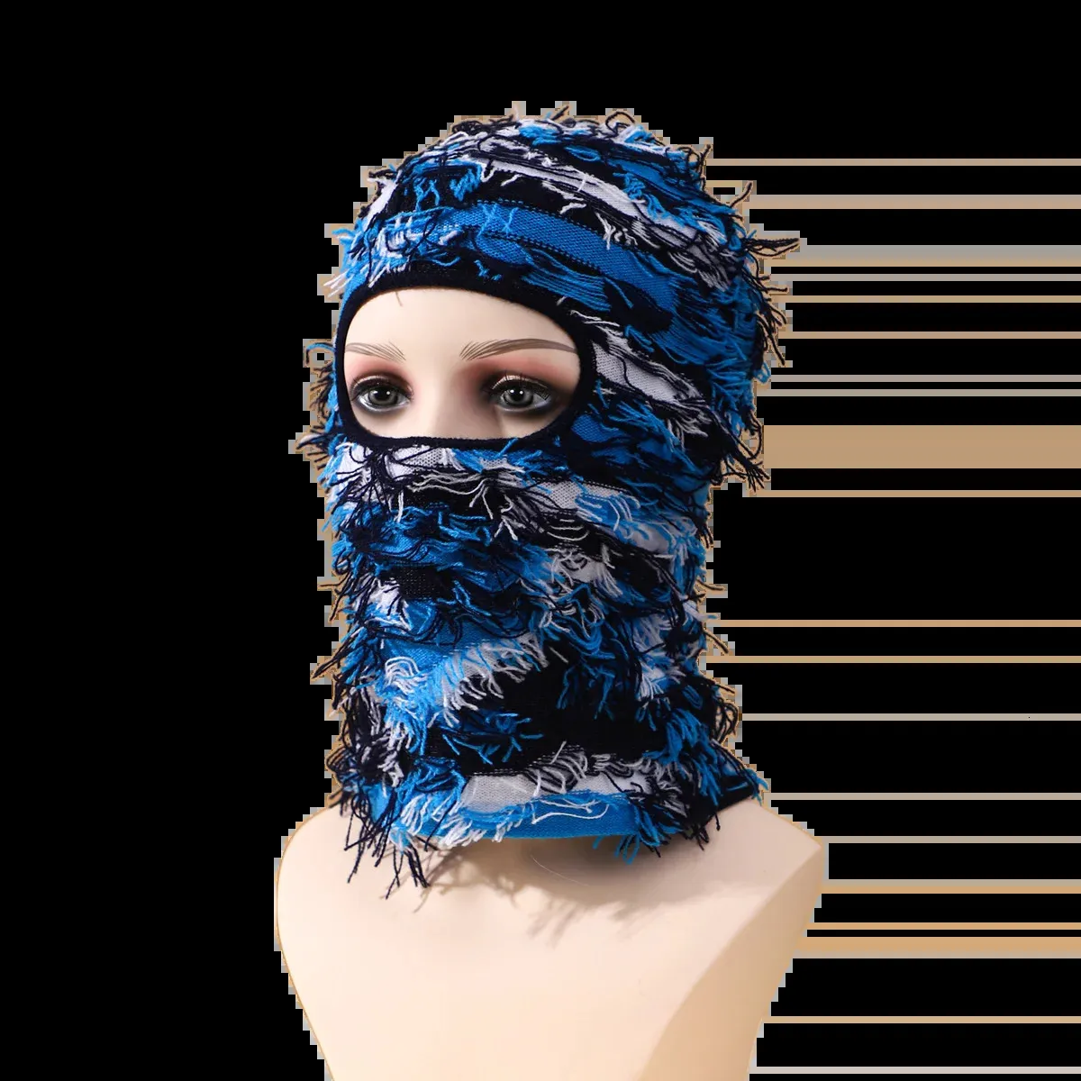 Cycling Cap Mask Balaclava Distressed Knitted Full Face Ski Mask Winter ...