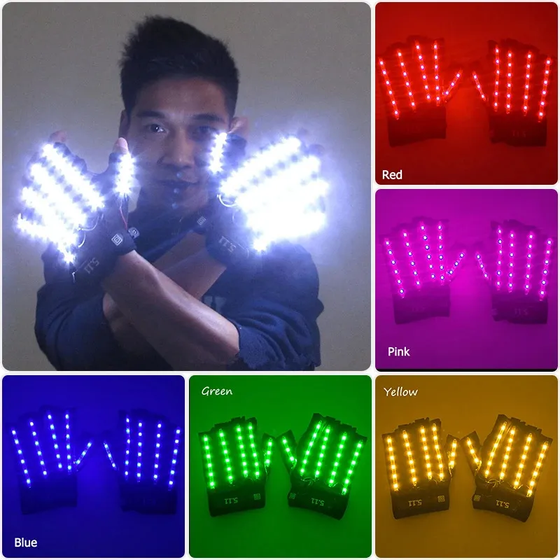 LED Neon Flashing Light Gloves Perfect For Rave, Night Club, Party ...