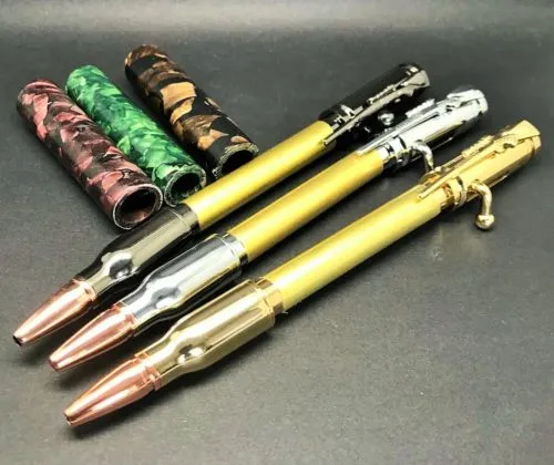 Bolt Action Rifle Pen Kit 0.7/1.0mm Gel Ink Metal Pen, 145mm Wooden ...