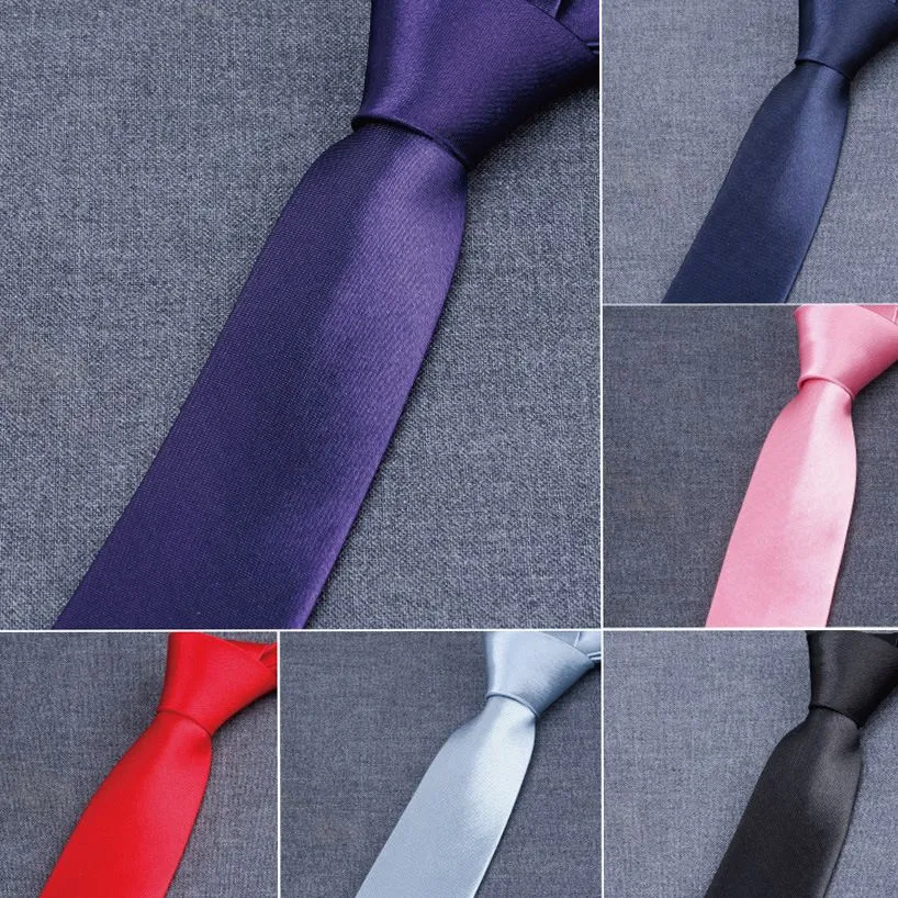 Mens Skinny Ties: Slim Necktie for Men - Elegant Solid Color Thin Tie ...