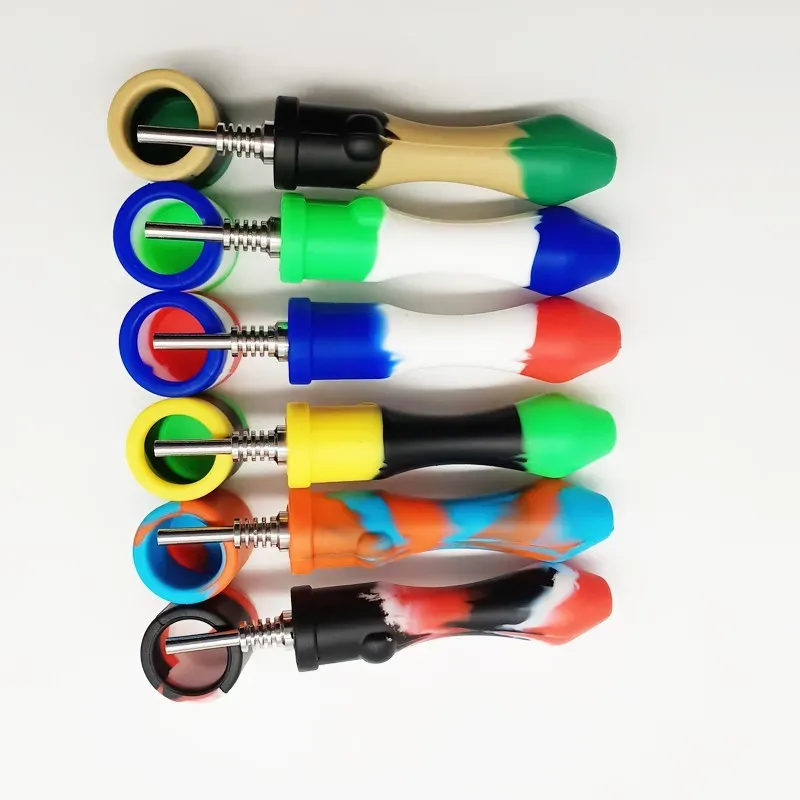 DHgate.com:10mm Silicone Jar Collector Pipe Set, Stainless Steel Tip ...